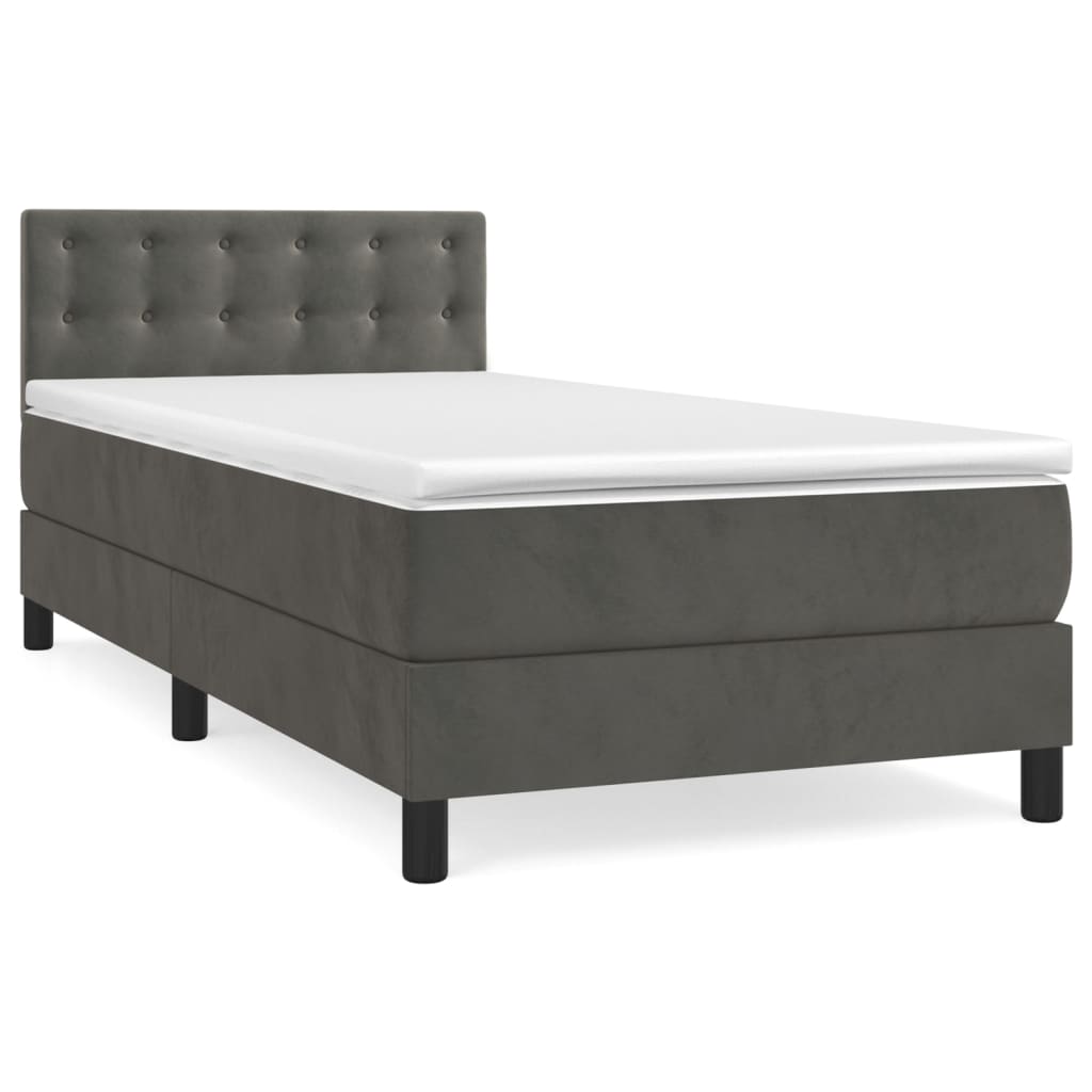 vidaXL Boxspringbett mit Matratze Dunkelgrau 90x190 cm Samt | vidaXL.de