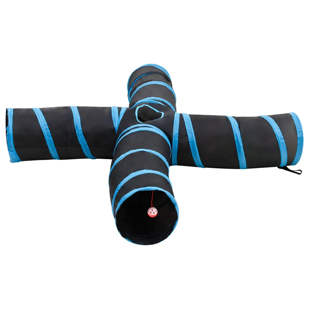 vidaXL Katzentunnel 4-Wege Schwarz und Blau 25 cm Polyester | vidaXL.de