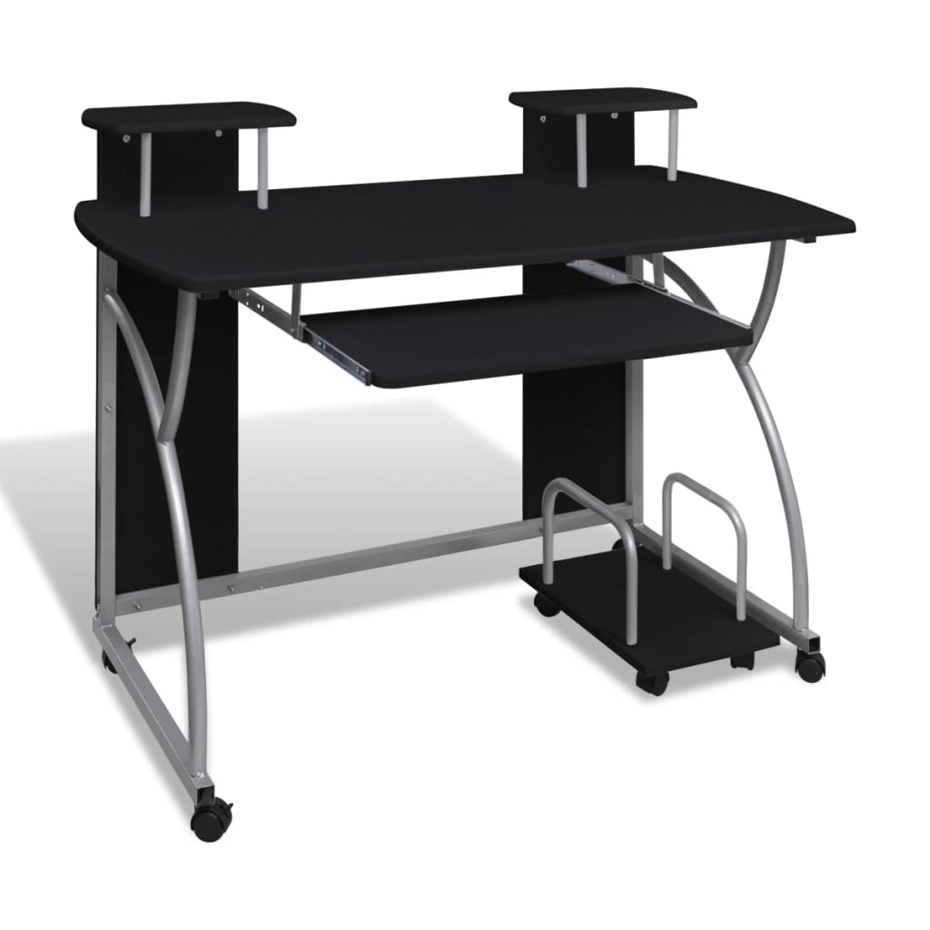 Computertisch PC Tisch Mobiler Computerwagen Bürotisch Rollen schwarz ...